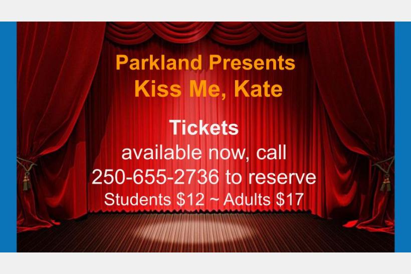 Musical Theatre Production of Kiss Me, Kate. Show Run Feb 1-4 | Parkland Secondary